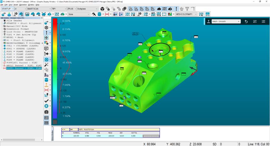 Automated mesh transfer and inspection in PC-DMIS